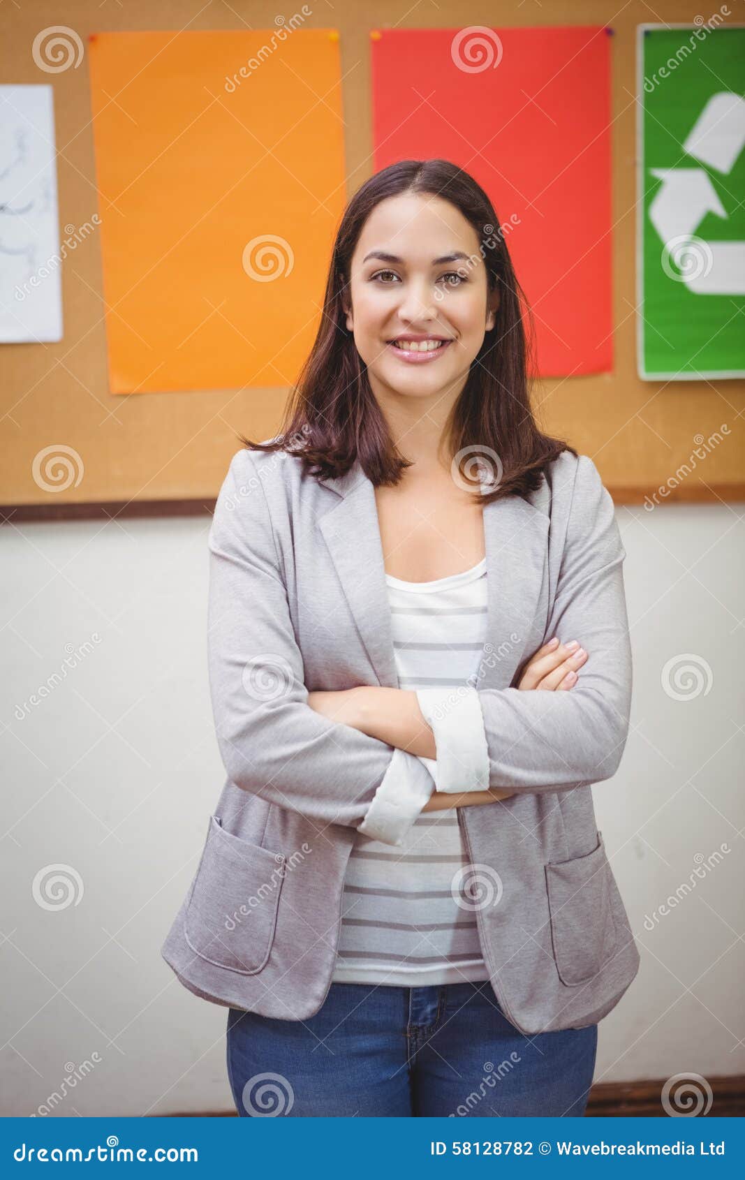 Smiling Teacher Looking at Camera Stock Photo - Image of elementary ...