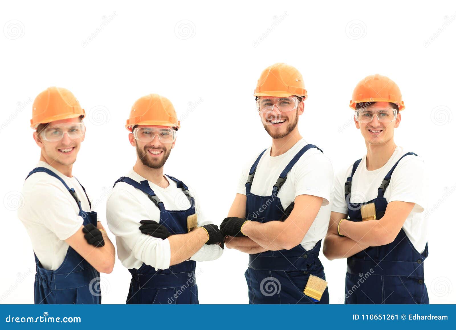 Smiling Team of Construction Workers . Stock Image - Image of ...