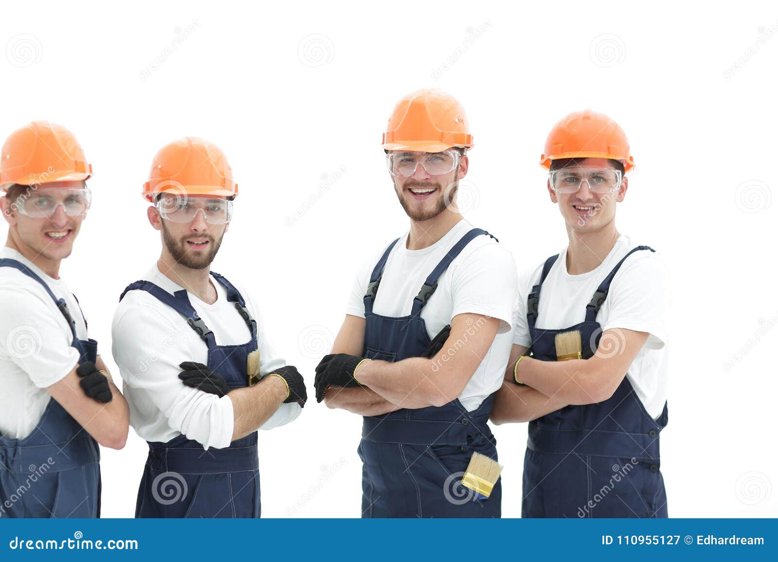 Smiling Team of Construction Workers . Stock Image - Image of ...