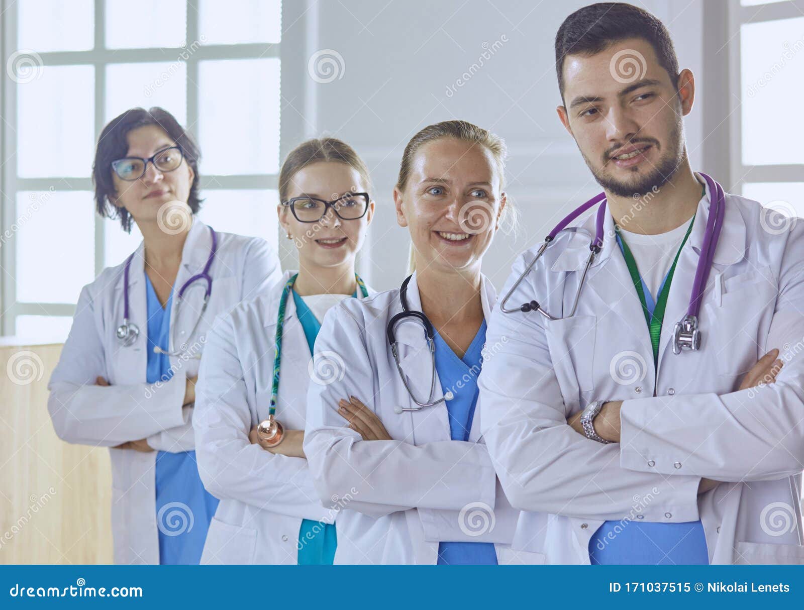 Smiling Team of Doctors and Nurses at Hospital Stock Image - Image of ...