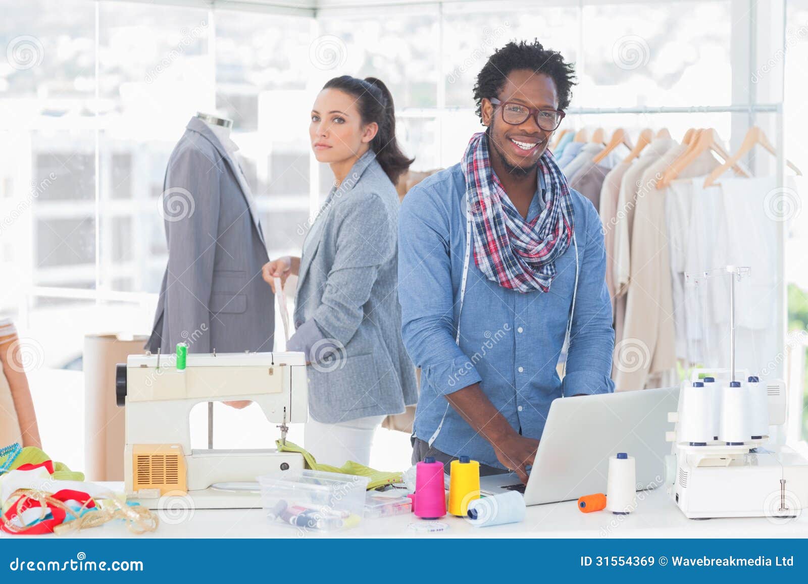 Smiling Team of Fashion Designers Stock Image - Image of designer ...