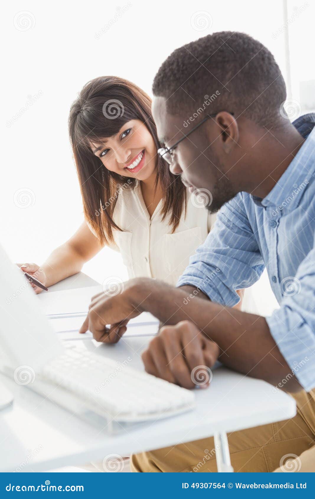 Smiling Teamwork Working about a Document Stock Photo - Image of ...