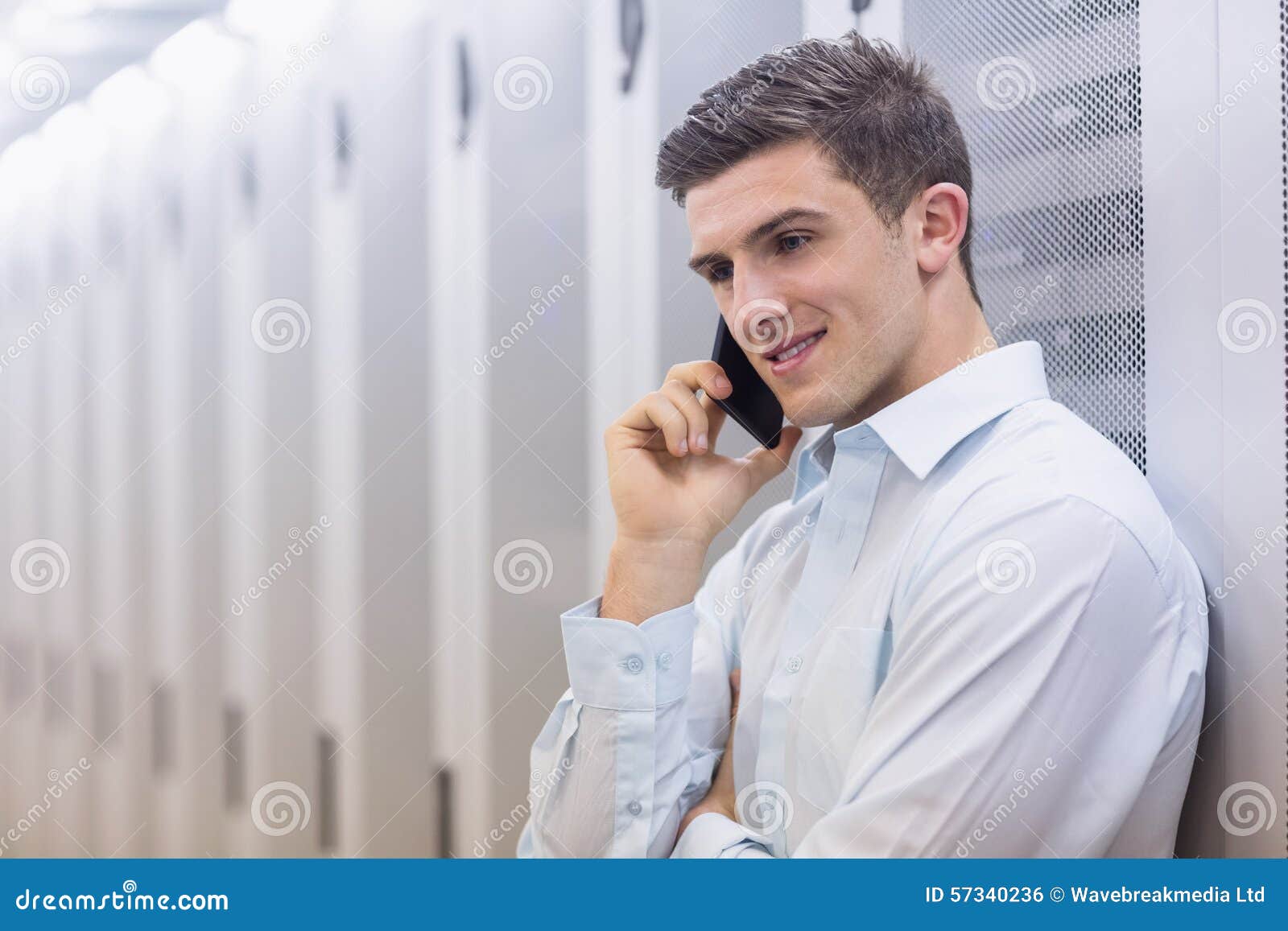 Smiling Technician on the Phone Stock Photo - Image of call, male: 57340236