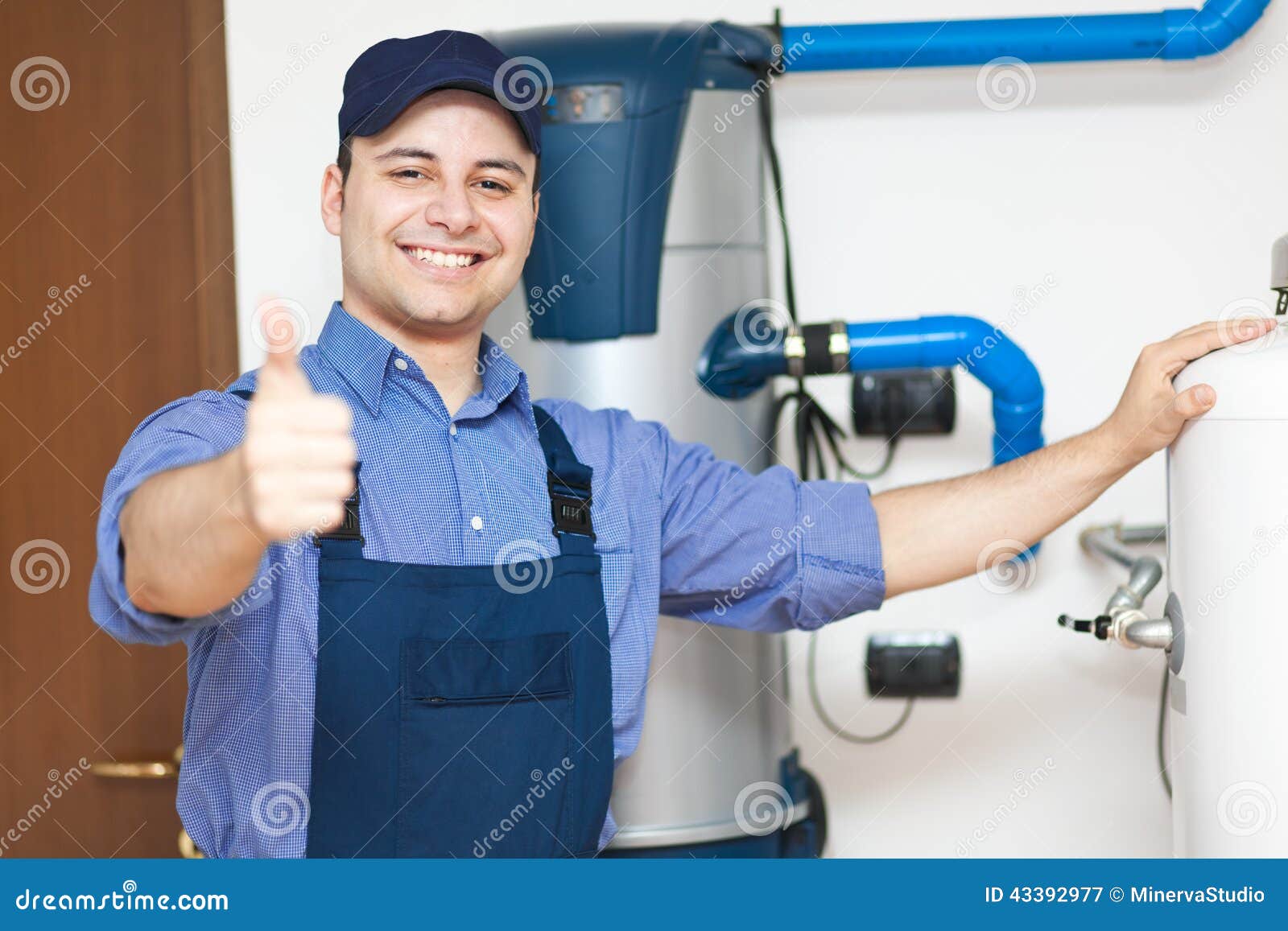 Smiling Technician Repairing Thumbs Up Stock Image - Image of home ...