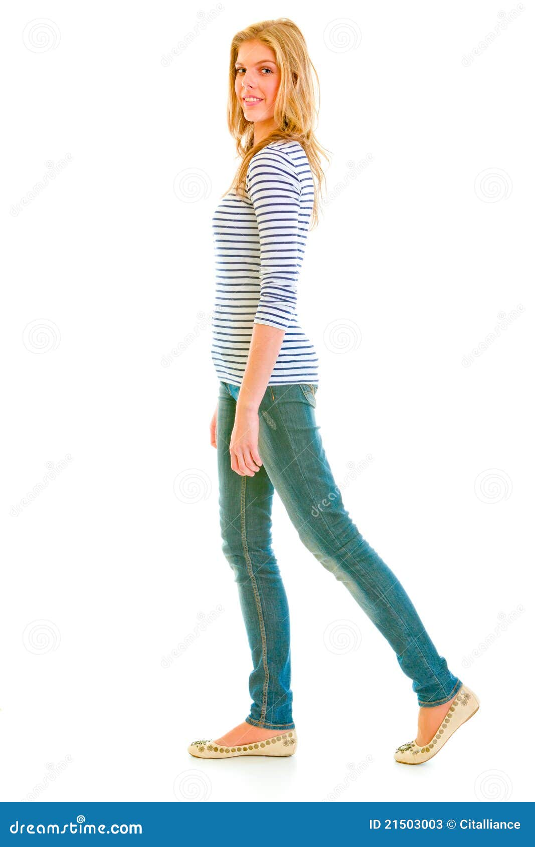Smiling Teen Girl Making Step Stock Image - Image of making, attractive ...
