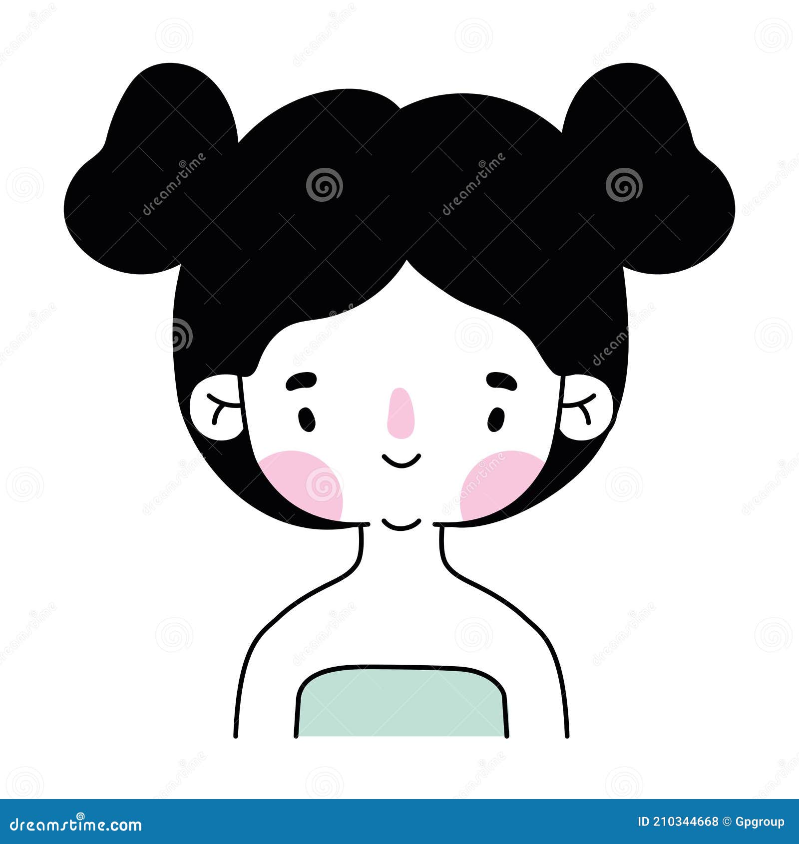 Smiling Teen Woman With Black Hair Stock Vector Illustration Of Woman