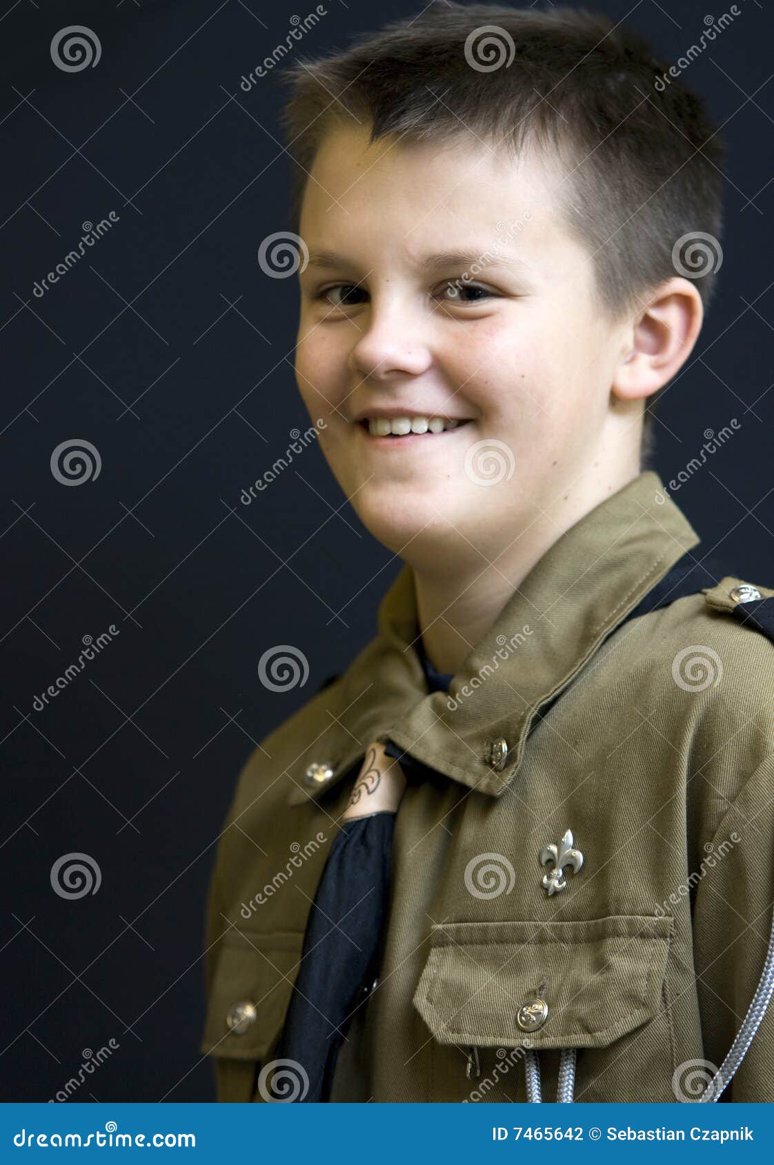 Smiling teenage boyscout stock photo. Image of smile, outfit - 7465642