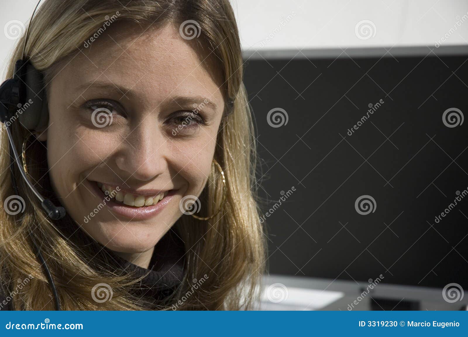 Smiling telemarketer stock photo. Image of internet, corporate - 3319230