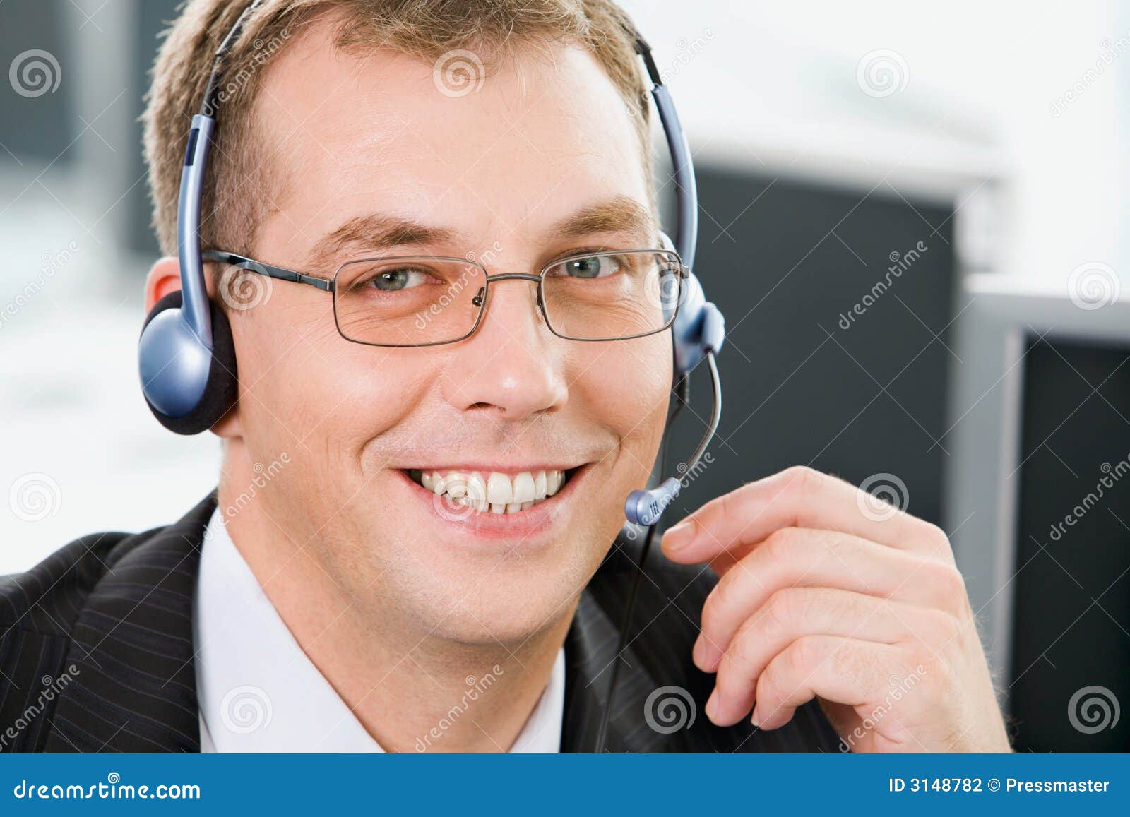 Smiling telephone operator stock photo. Image of operator - 3148782