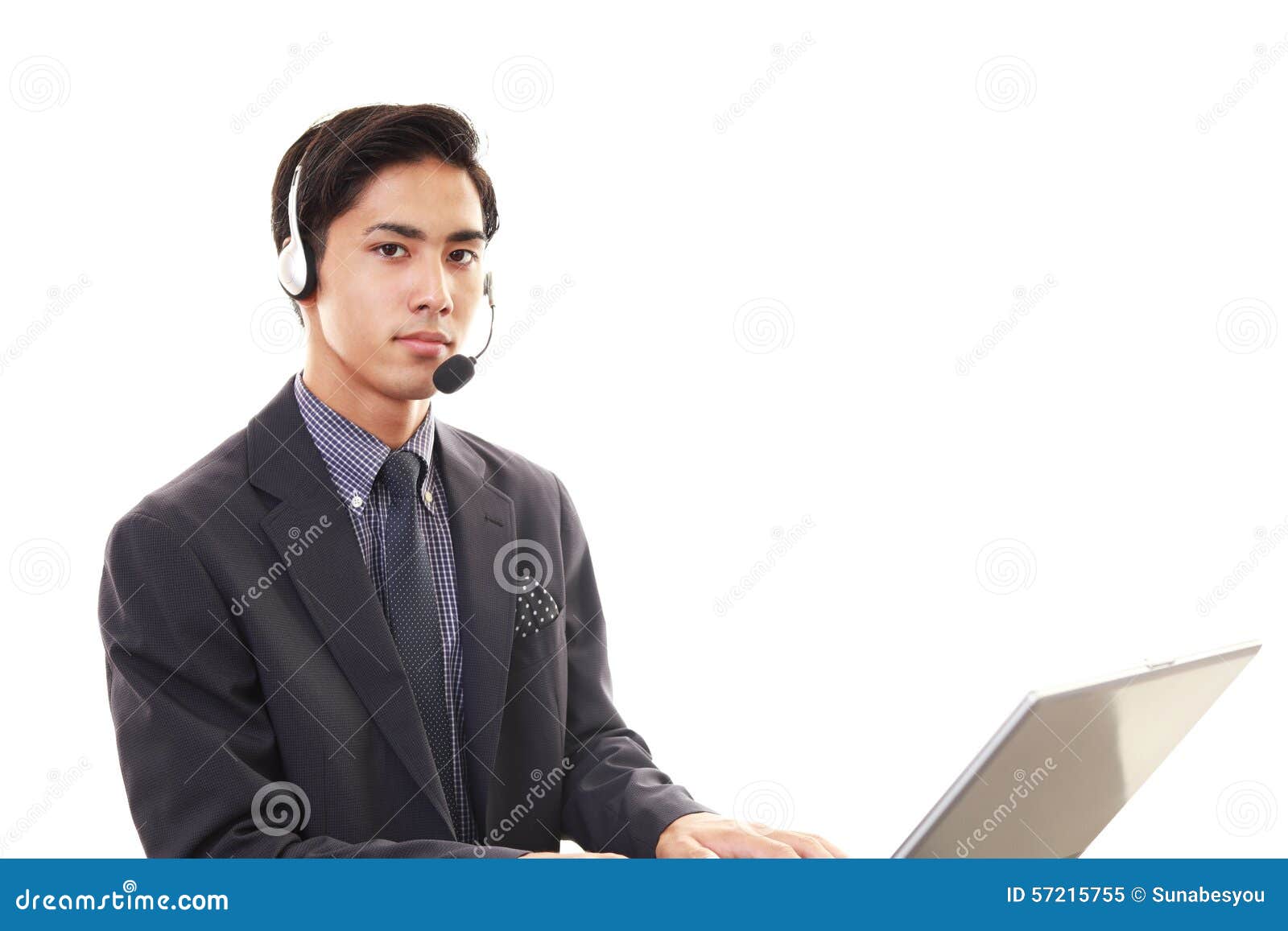 Smiling telephone operator stock image. Image of call - 57215755