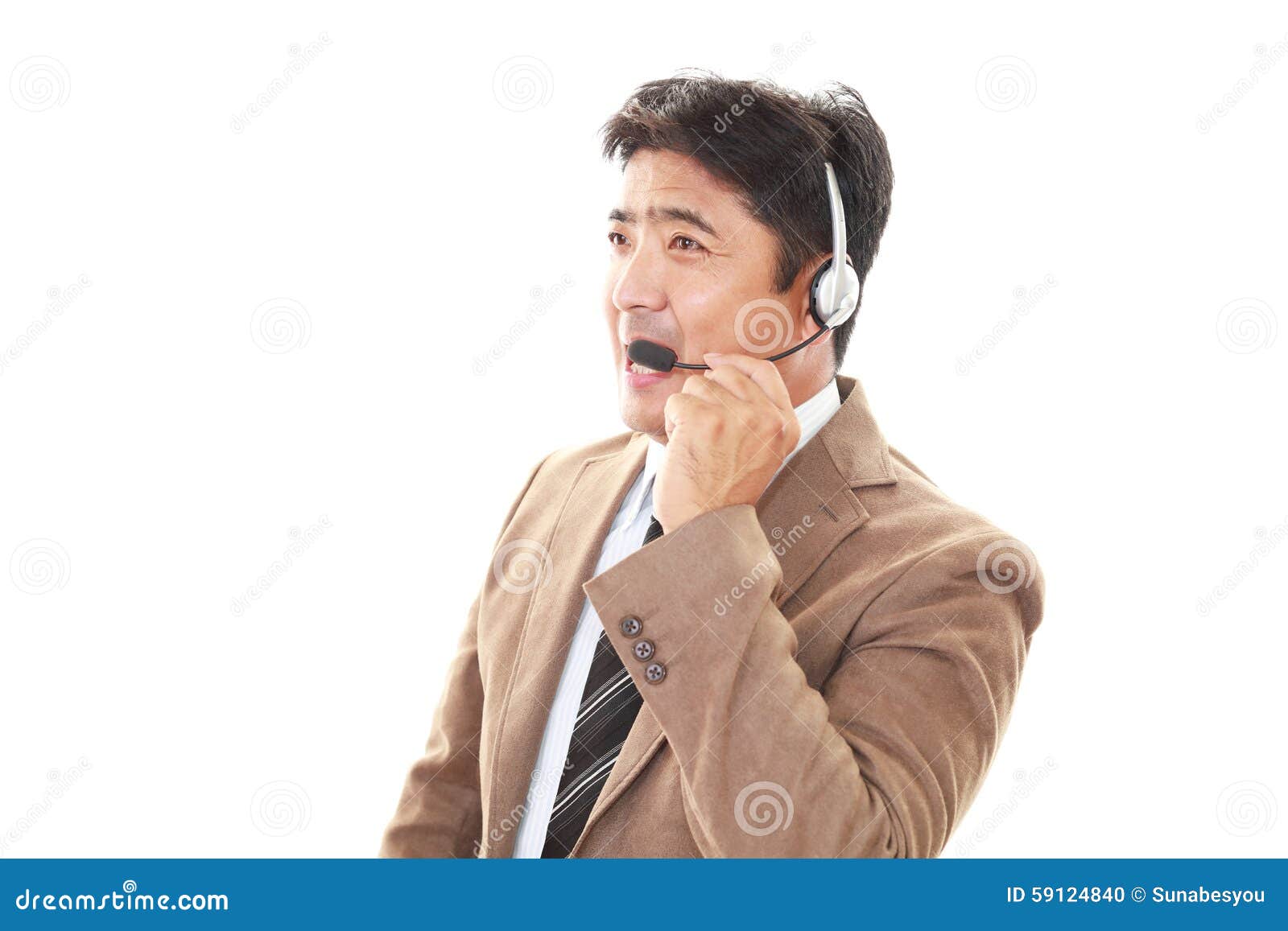 Smiling telephone operator stock photo. Image of beautiful - 59124840