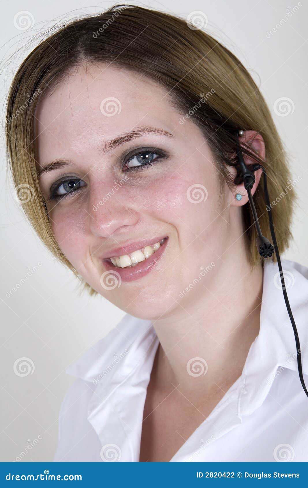 A smiling telesales girl stock photo. Image of headset - 2820422
