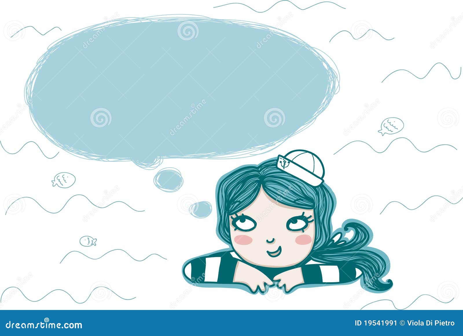 Smiling thinking girl stock vector. Illustration of mariner - 19541991
