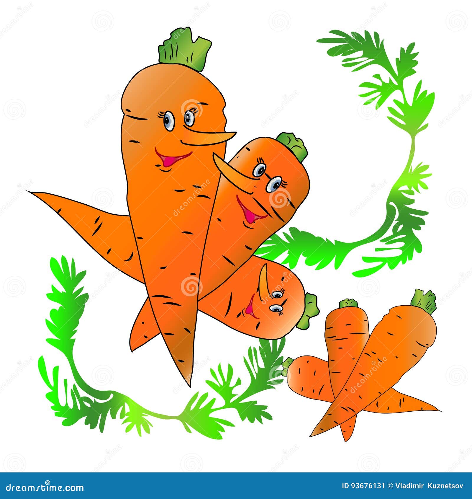 Smiling Three Carrot Character from Cartoon Stock Vector - Illustration ...