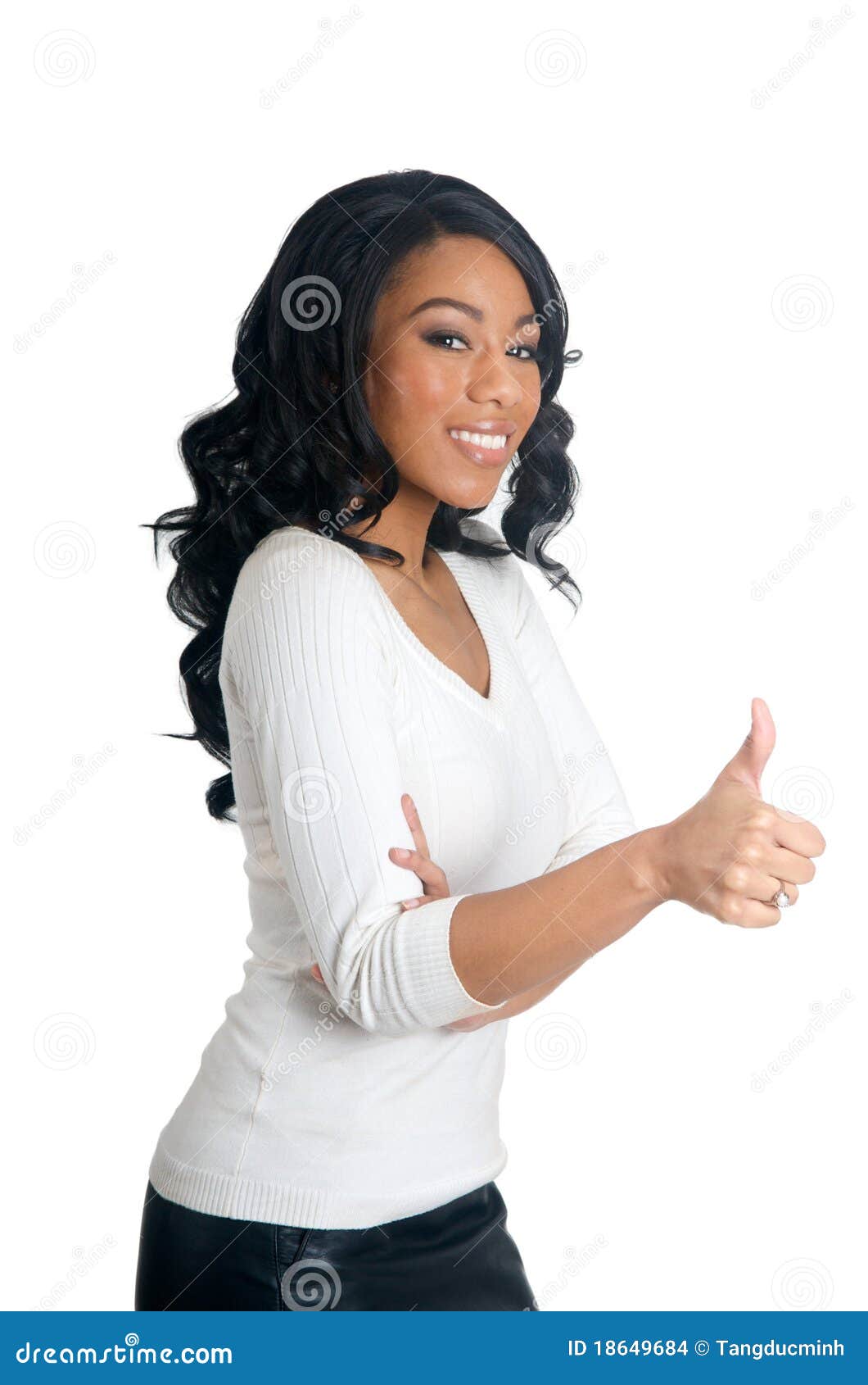 Smiling Thumbs up woman stock photo. Image of white, african - 18649684