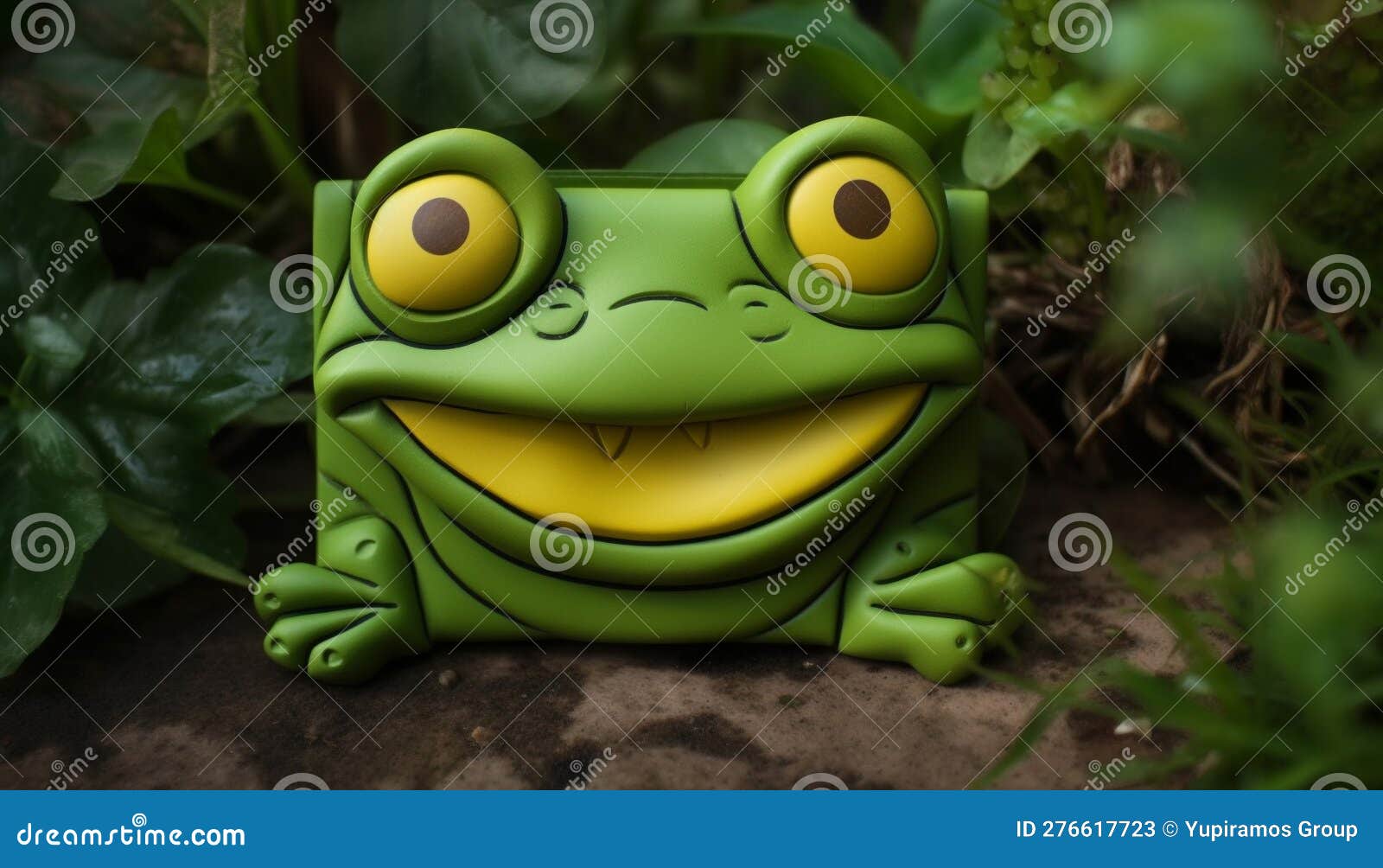 Smiling Toad Sitting on Green Grass Leaf Generated by AI Stock Image ...