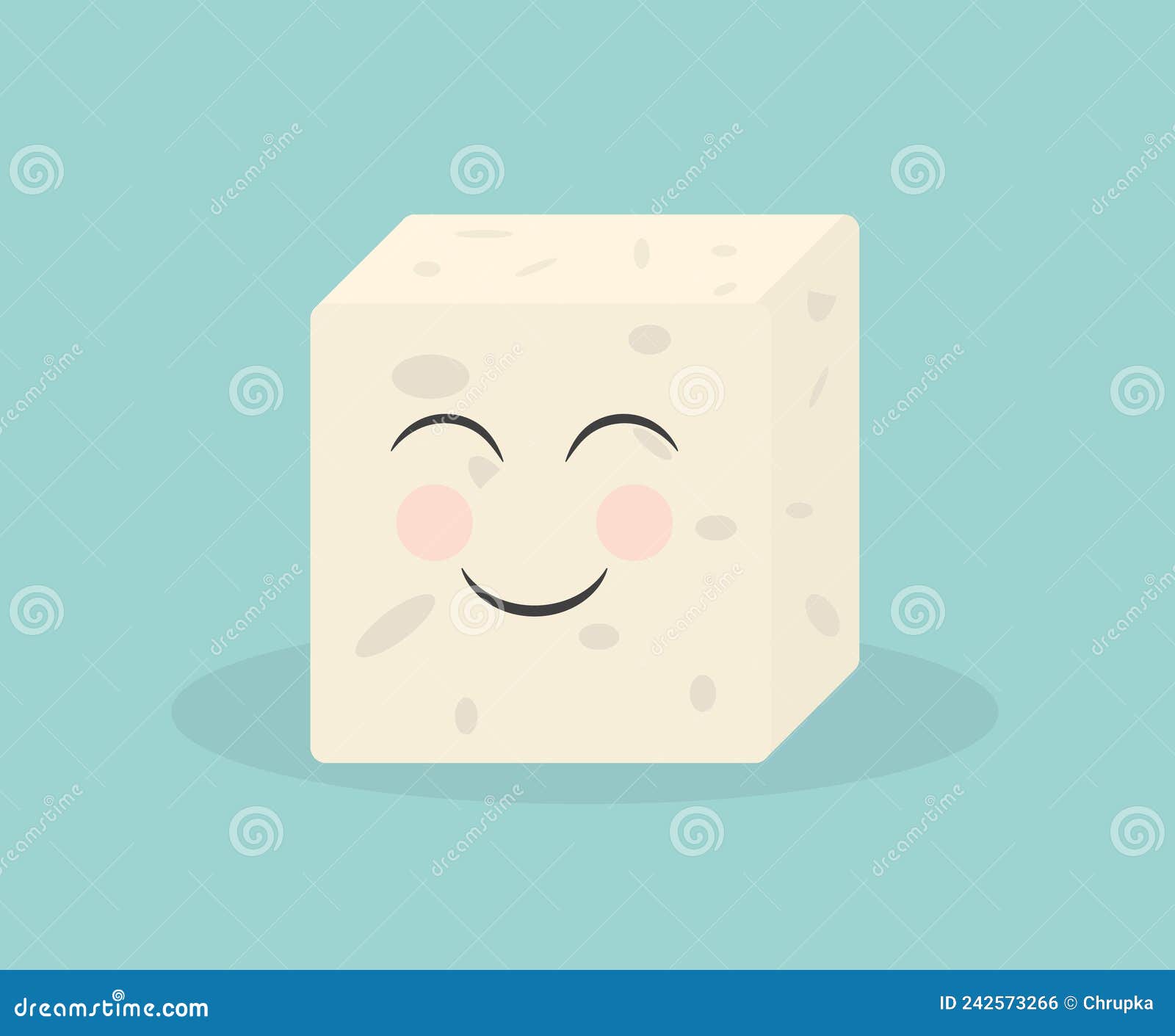 Smiling Tofu Cube, Source of Protein for Vegans Stock Vector ...