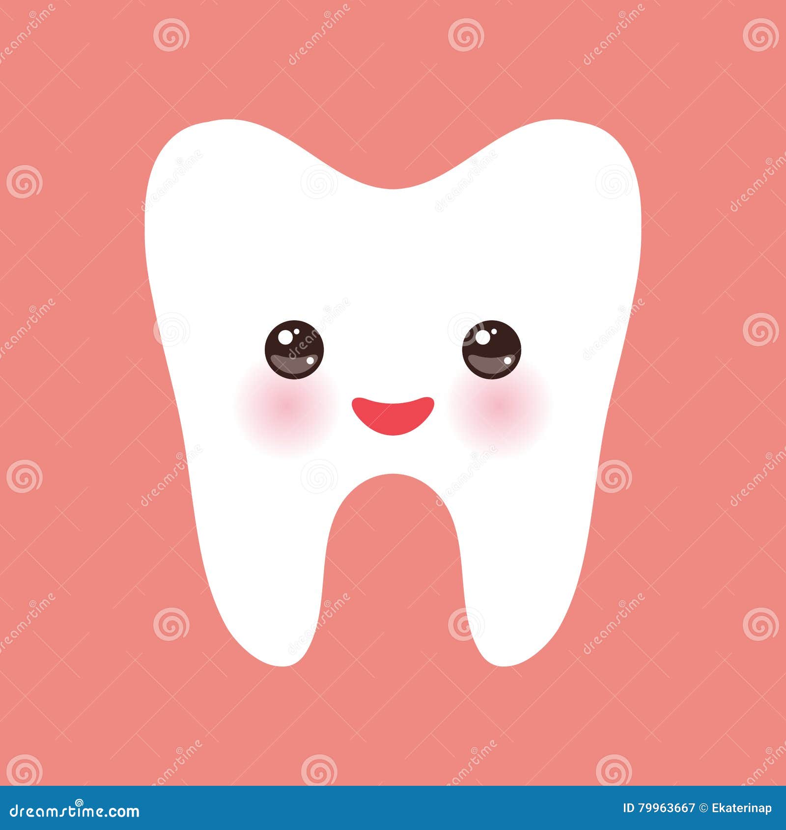 Smiling Tooth with Pink Cheeks in Pink Background. Vector Stock Vector ...