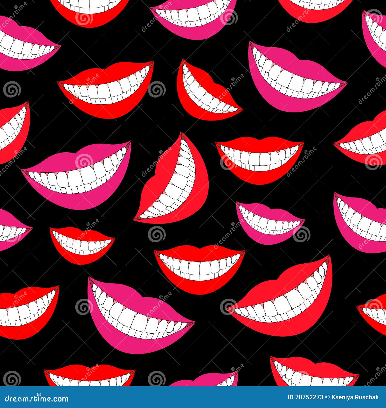 Smiling Tooth Seamless Pattern Stock Vector - Illustration of cute ...