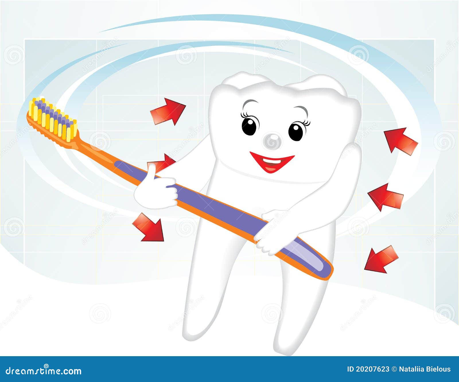 Smiling Tooth With Toothbrush. Cartoon Vector Illustration ...