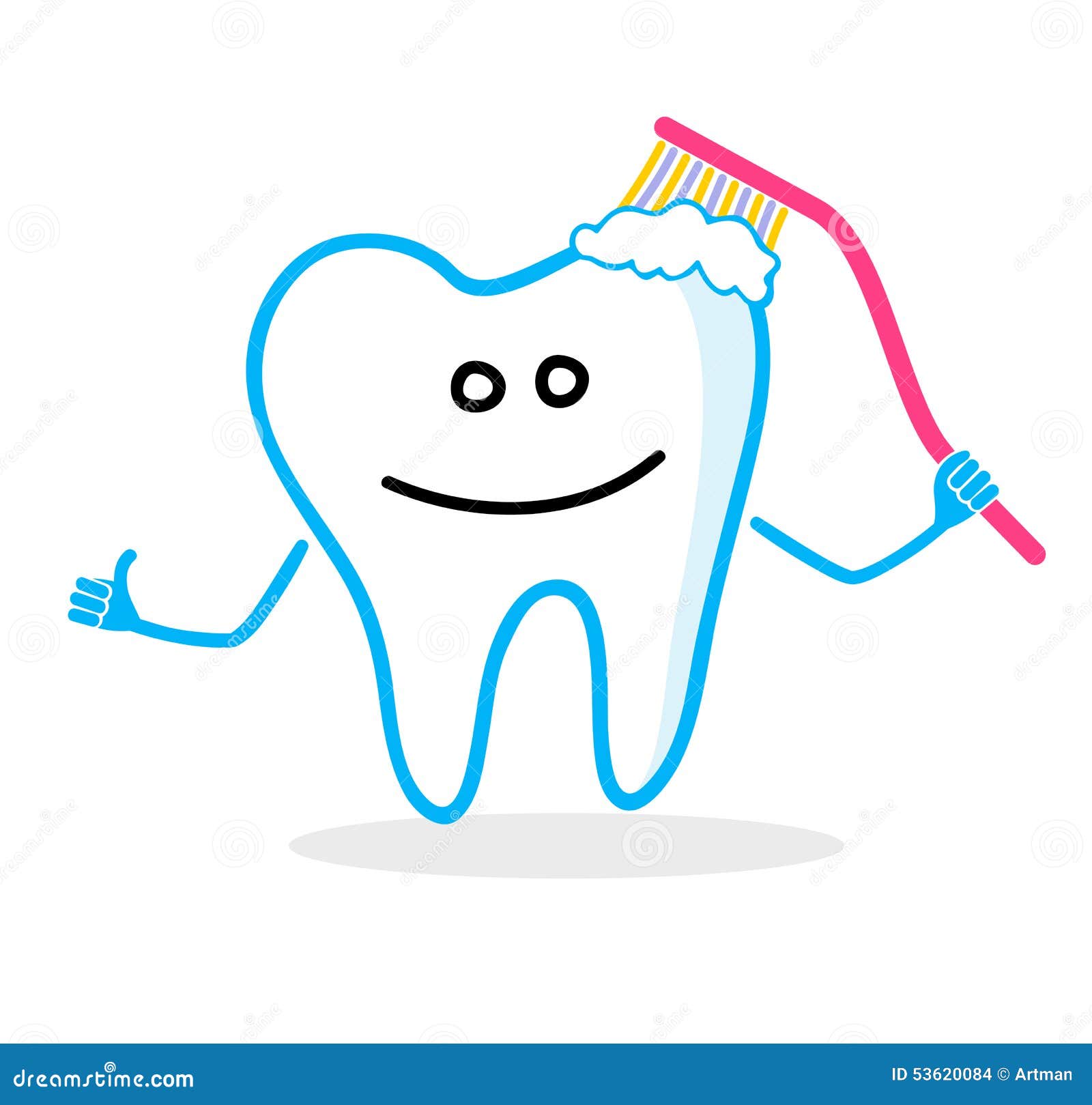 Smiling Tooth with Toothbrush. Dental Hygiene Illustration Stock Vector ...