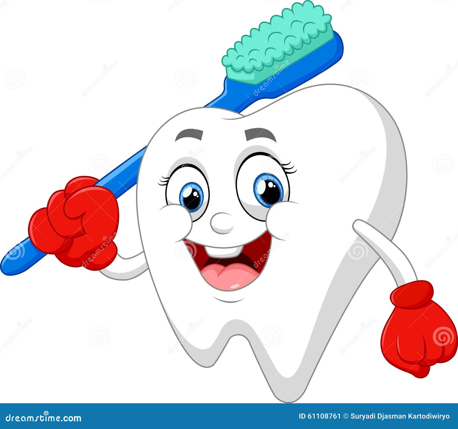 Smiling Tooth with Toothbrush Stock Illustration - Illustration of ...