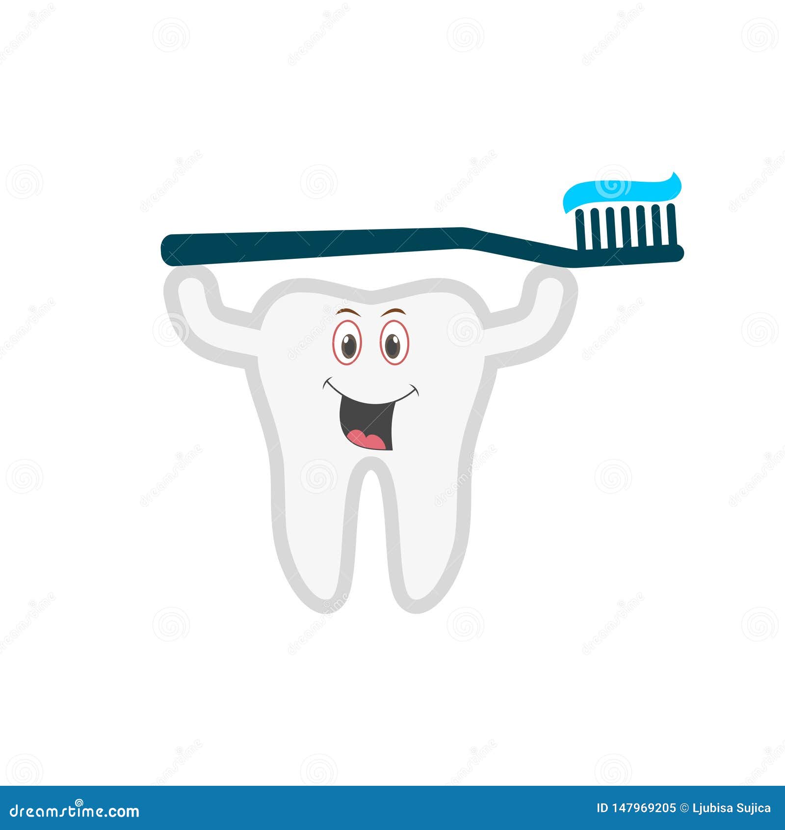 Smiling Tooth with Toothbrush Logo Icon Stock Vector - Illustration of ...