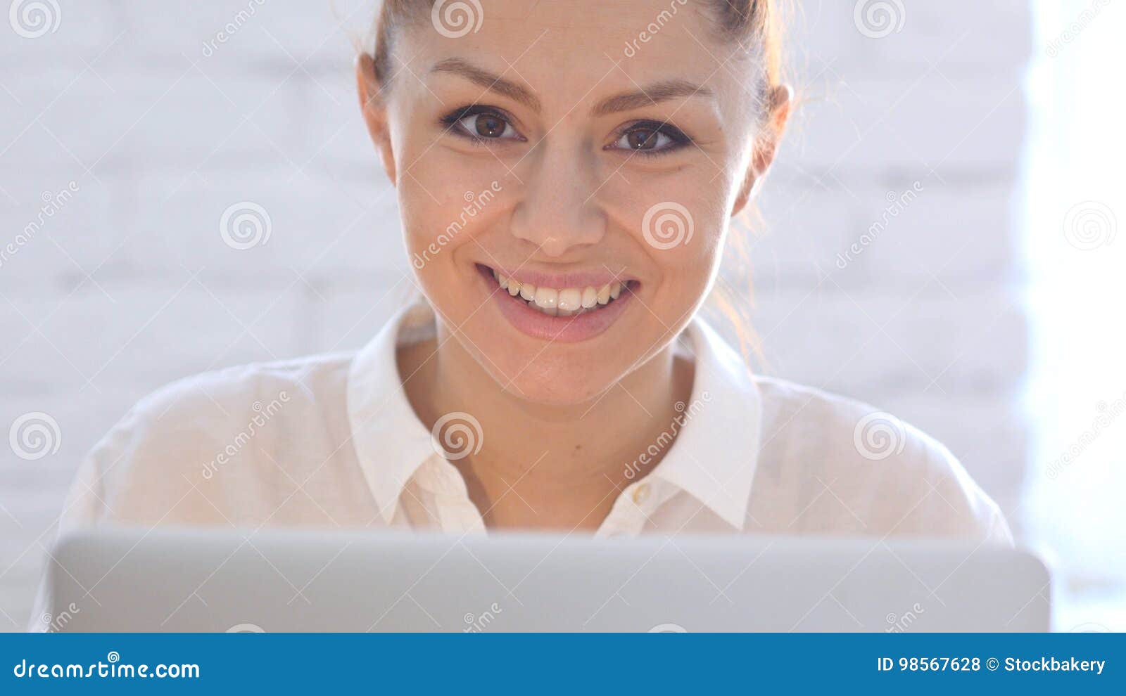 Smiling Toward Camera, Close Up Front View Stock Photo - Image of ...