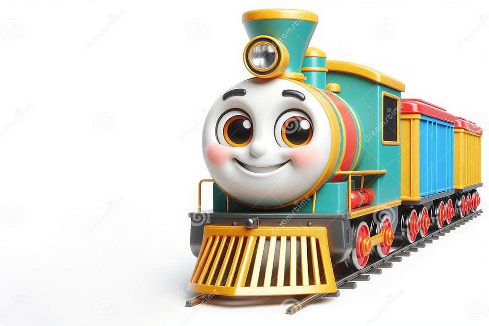 A Smiling Train with Wagons. Space for Text. Stock Photo - Image of ...
