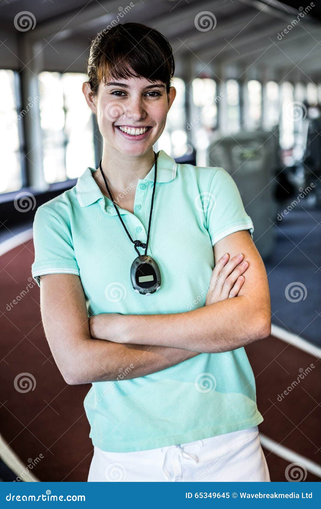 Smiling Trainer with Arms Crossed Stock Image - Image of cheerful ...