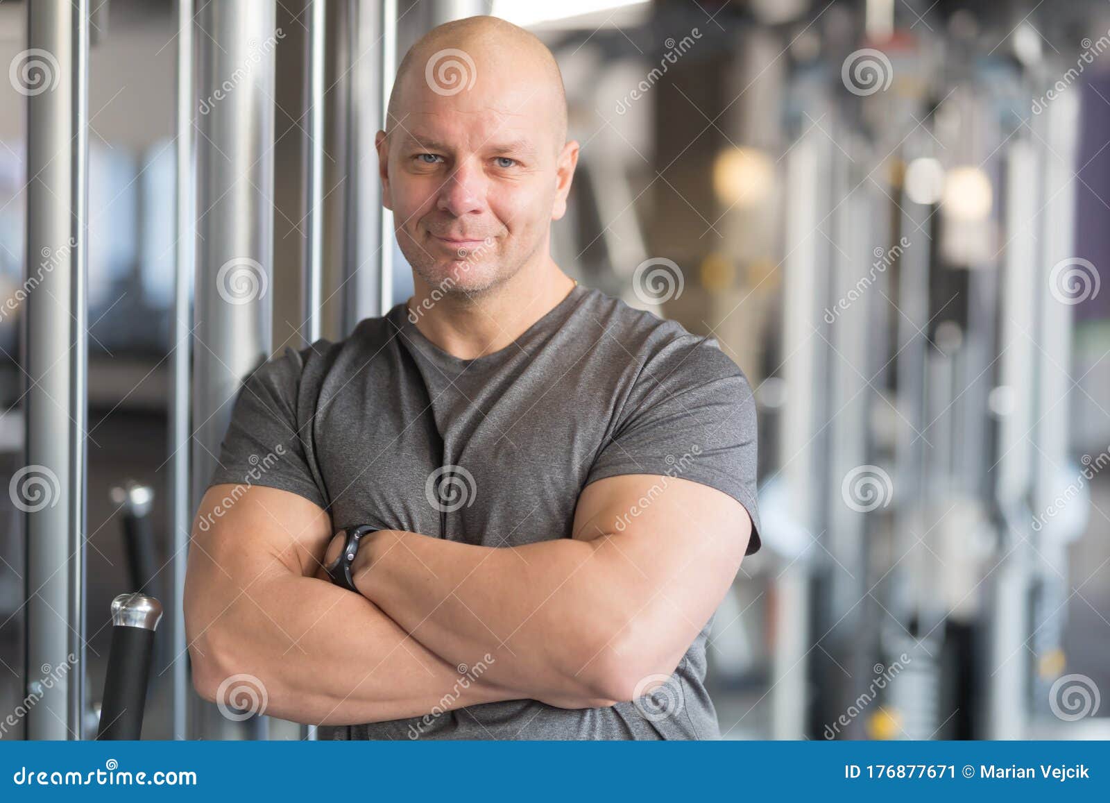 Smiling Trainer Coach in Gym Ready for Training Stock Image - Image of ...