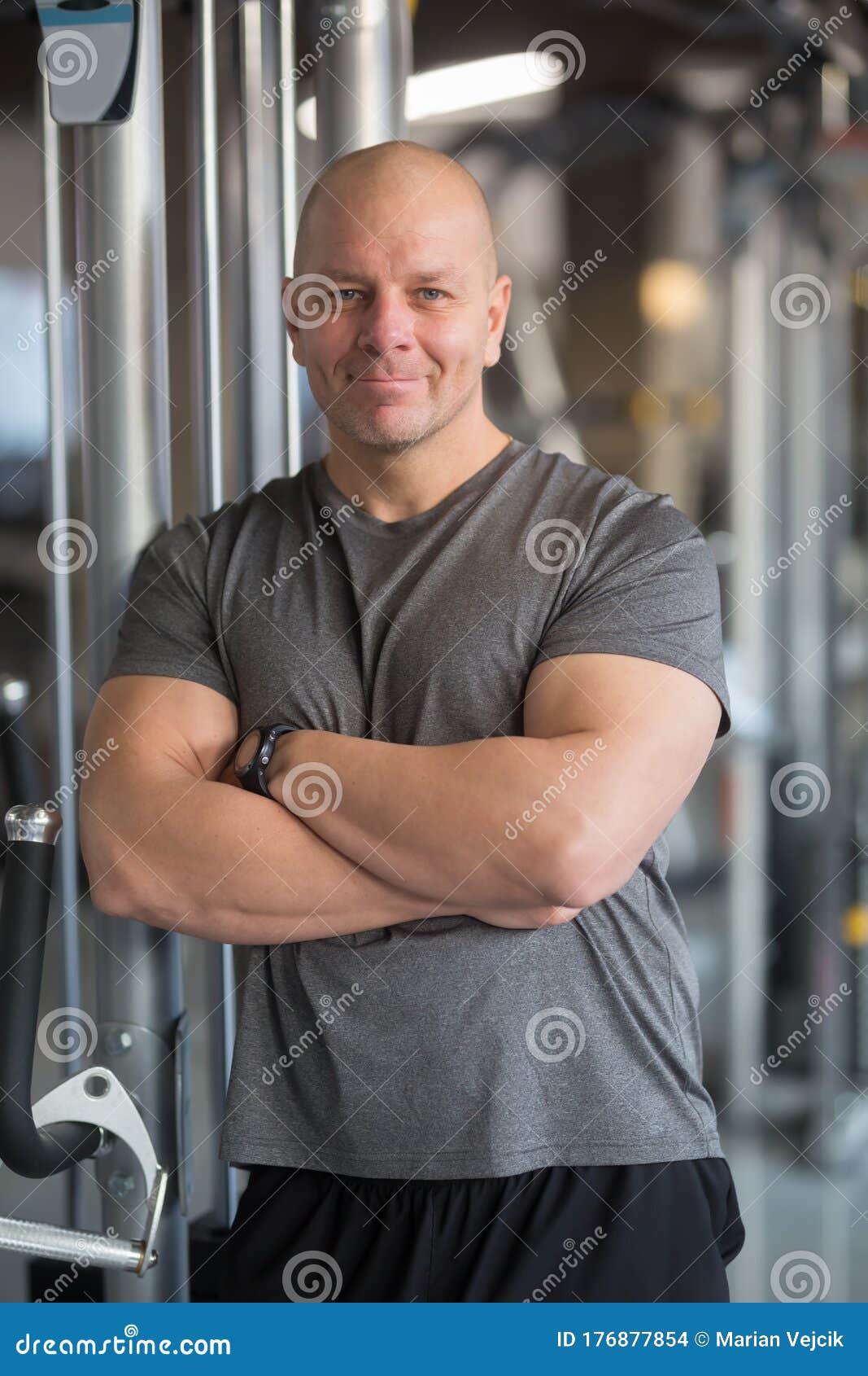 Smiling Trainer Coach in Gym Ready for Training Stock Photo - Image of ...