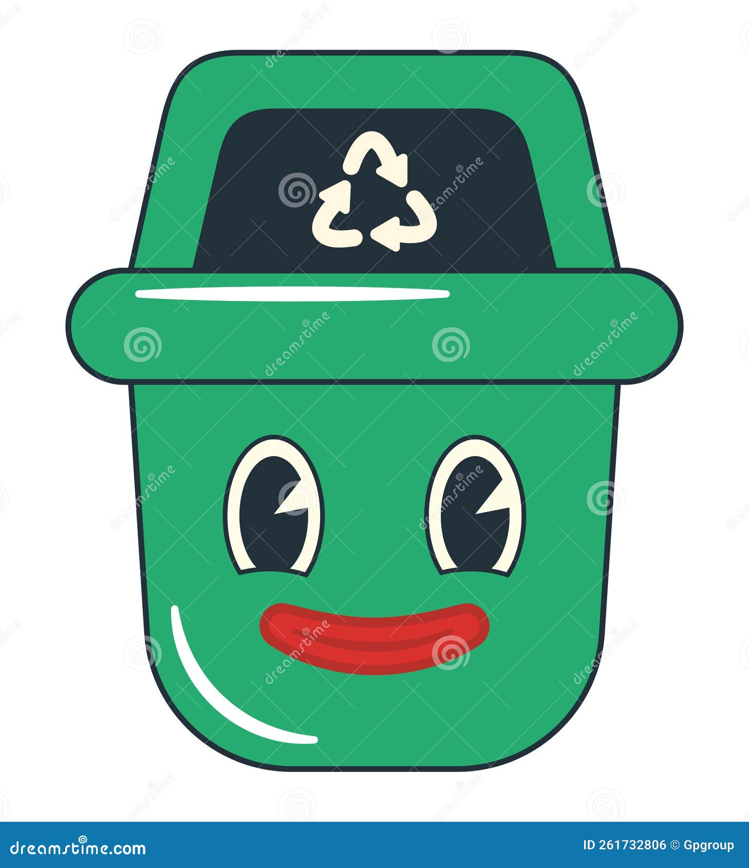 Smiling trash bin stock vector. Illustration of bucket - 261732806
