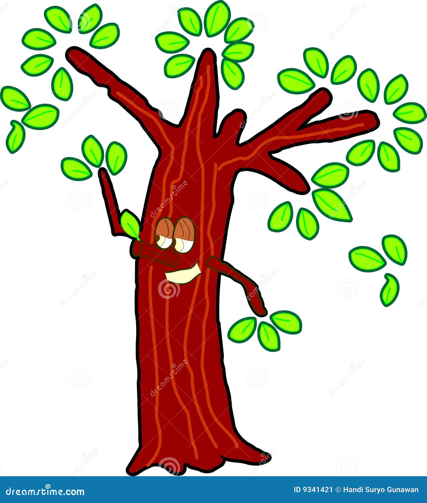 Smiling tree stock vector. Illustration of soil, tree - 9341421