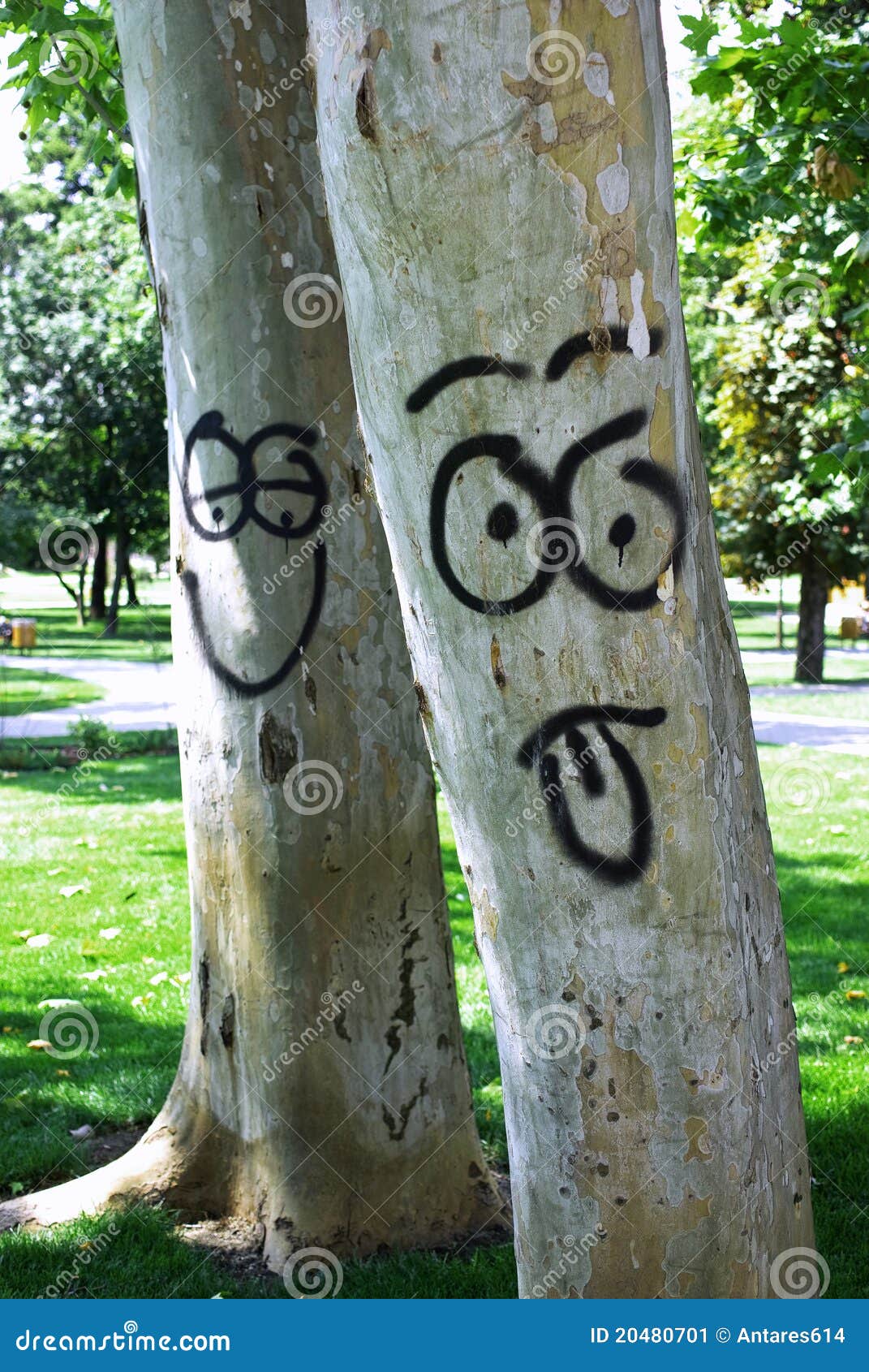 Smiling trees stock image. Image of painted, emoticon - 20480701