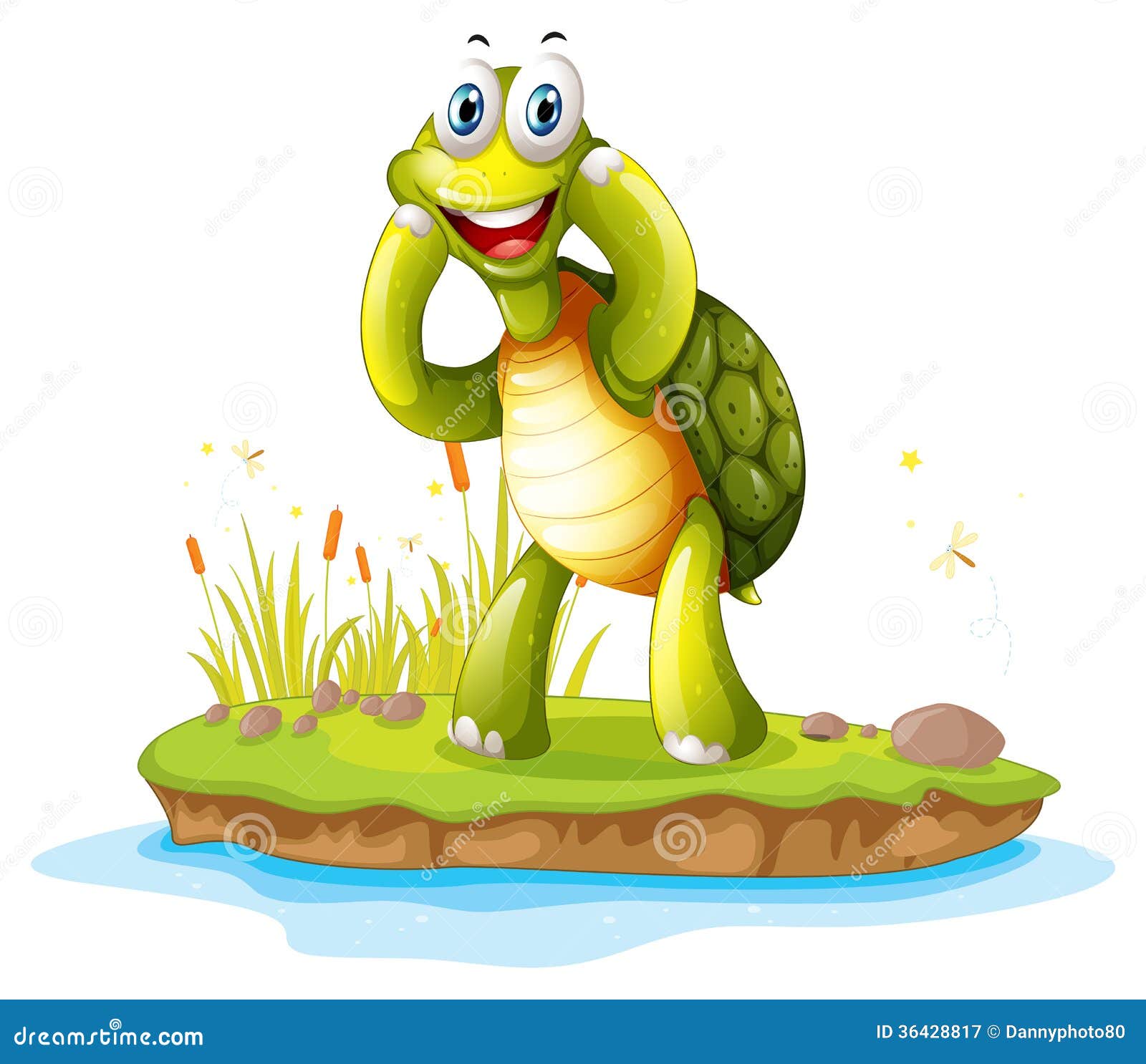 A Smiling Turtle in an Island Stock Illustration - Illustration of ...