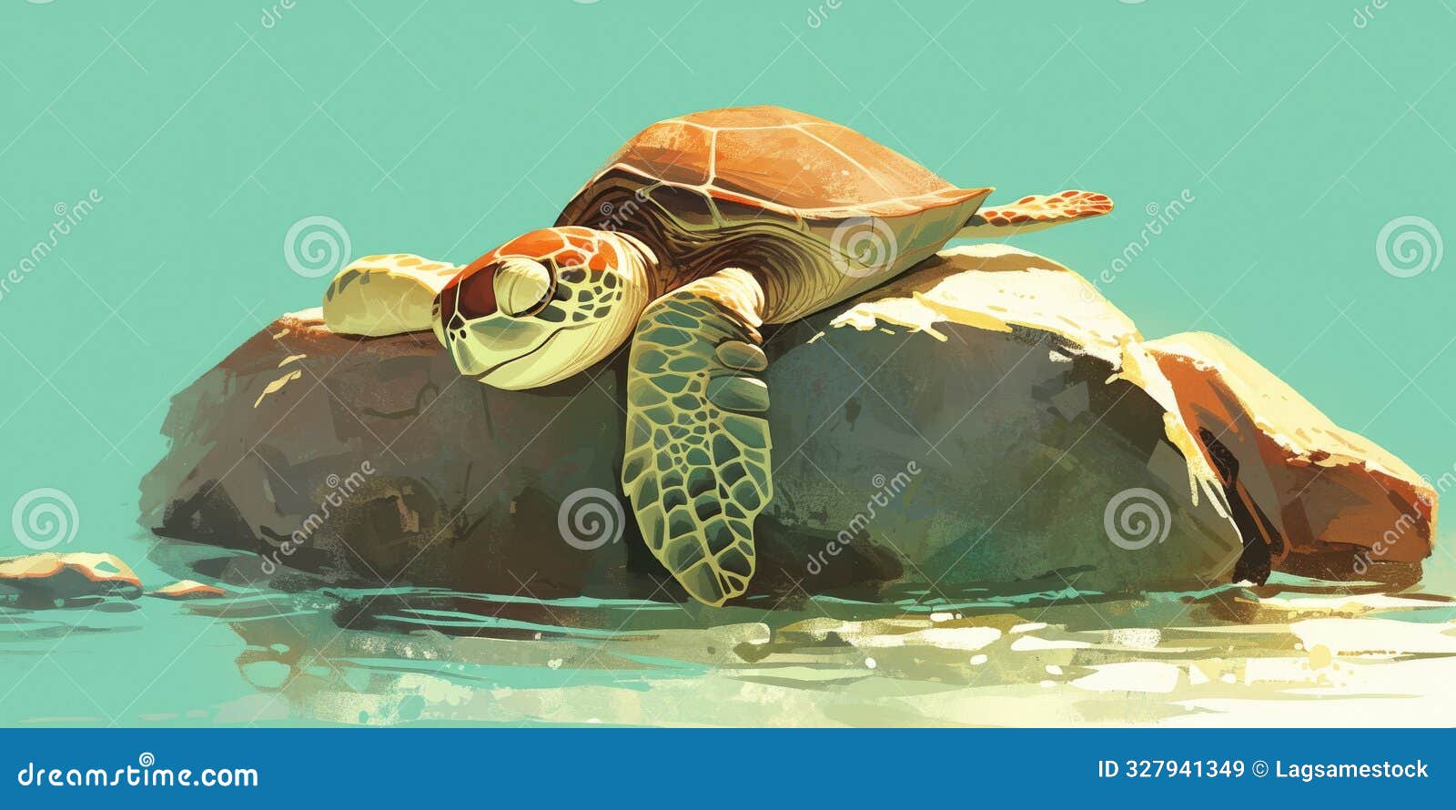 Smiling Turtle Animal Head Wearing A Straw Hat. Carton Emoticon. Doodle ...