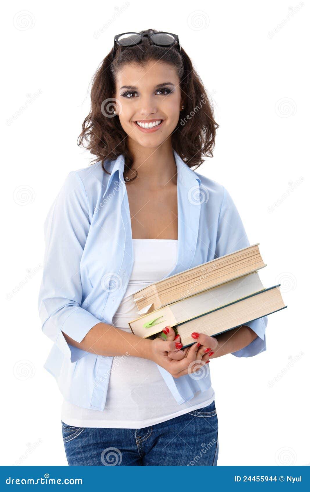 Smiling University Student with Books Stock Photo - Image of happy ...