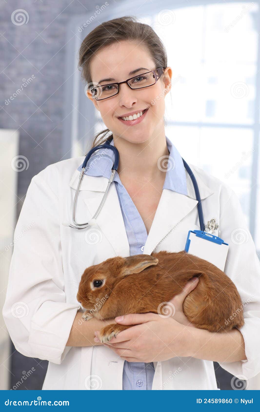 Smiling Veterinary with Patient Stock Photo - Image of cheerful ...