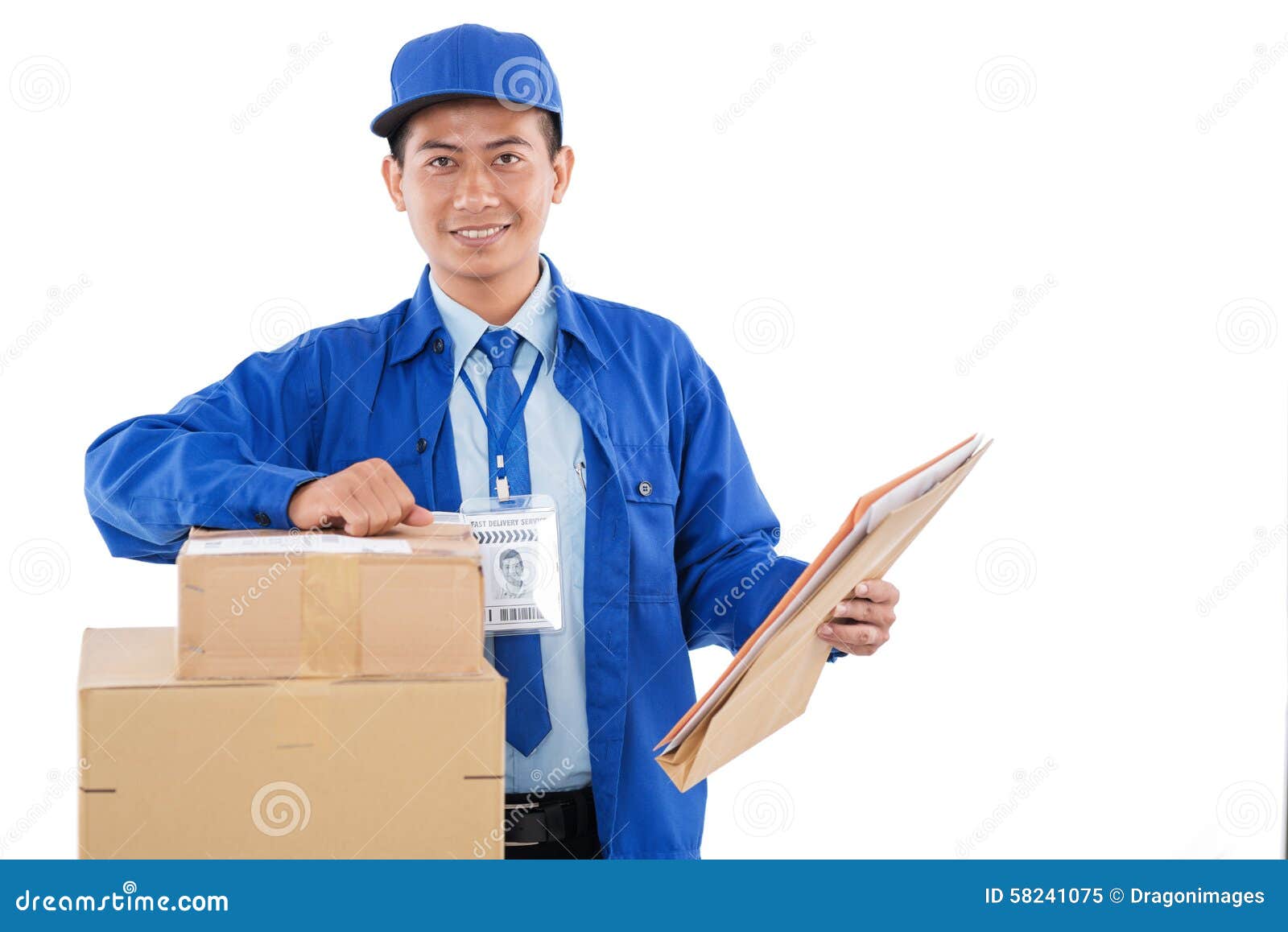 Smiling Vietnamese postman stock image. Image of standing - 58241075