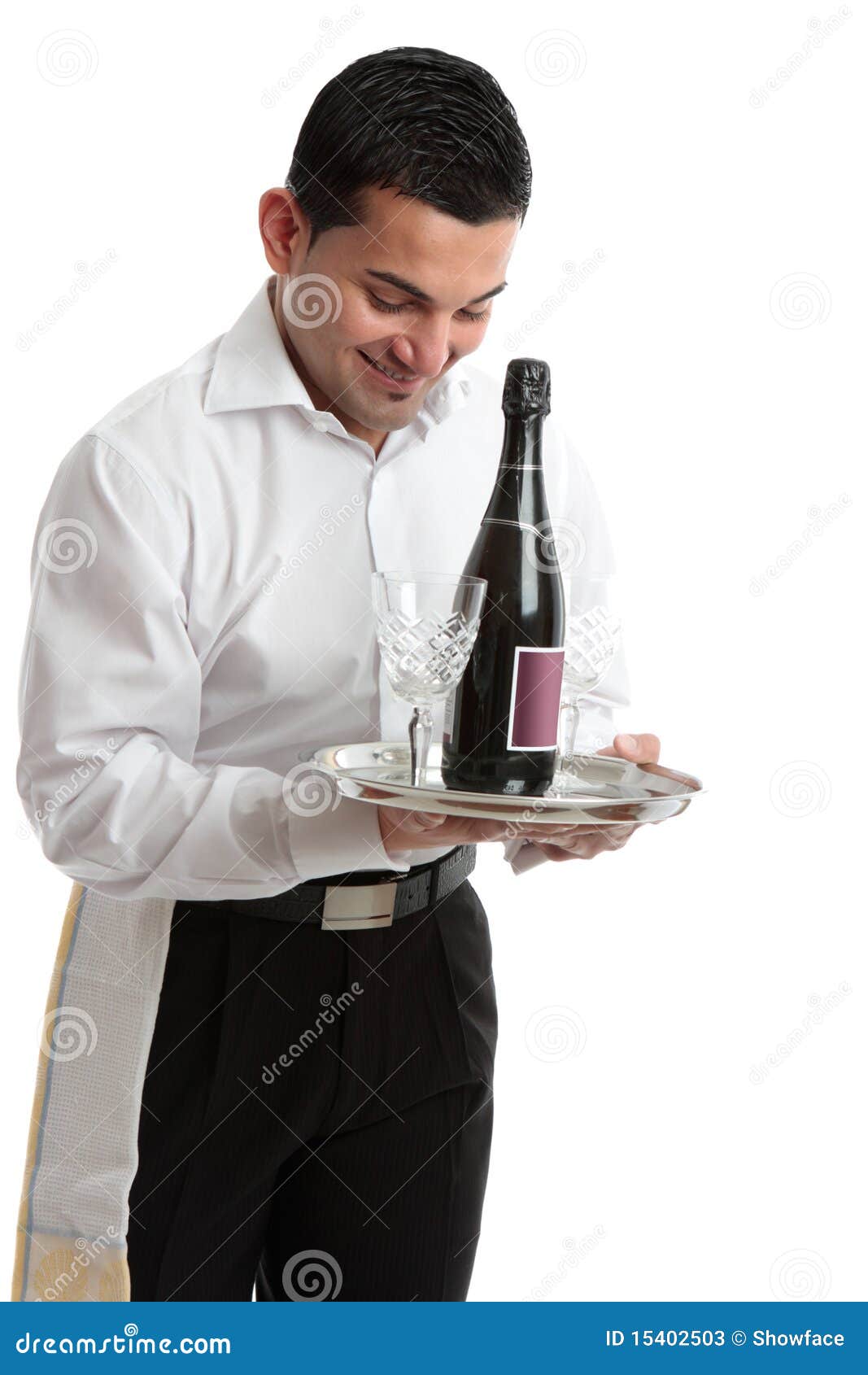 Smiling Waiter Slicing Cake With Waitress Behind Him Royalty-Free Stock ...
