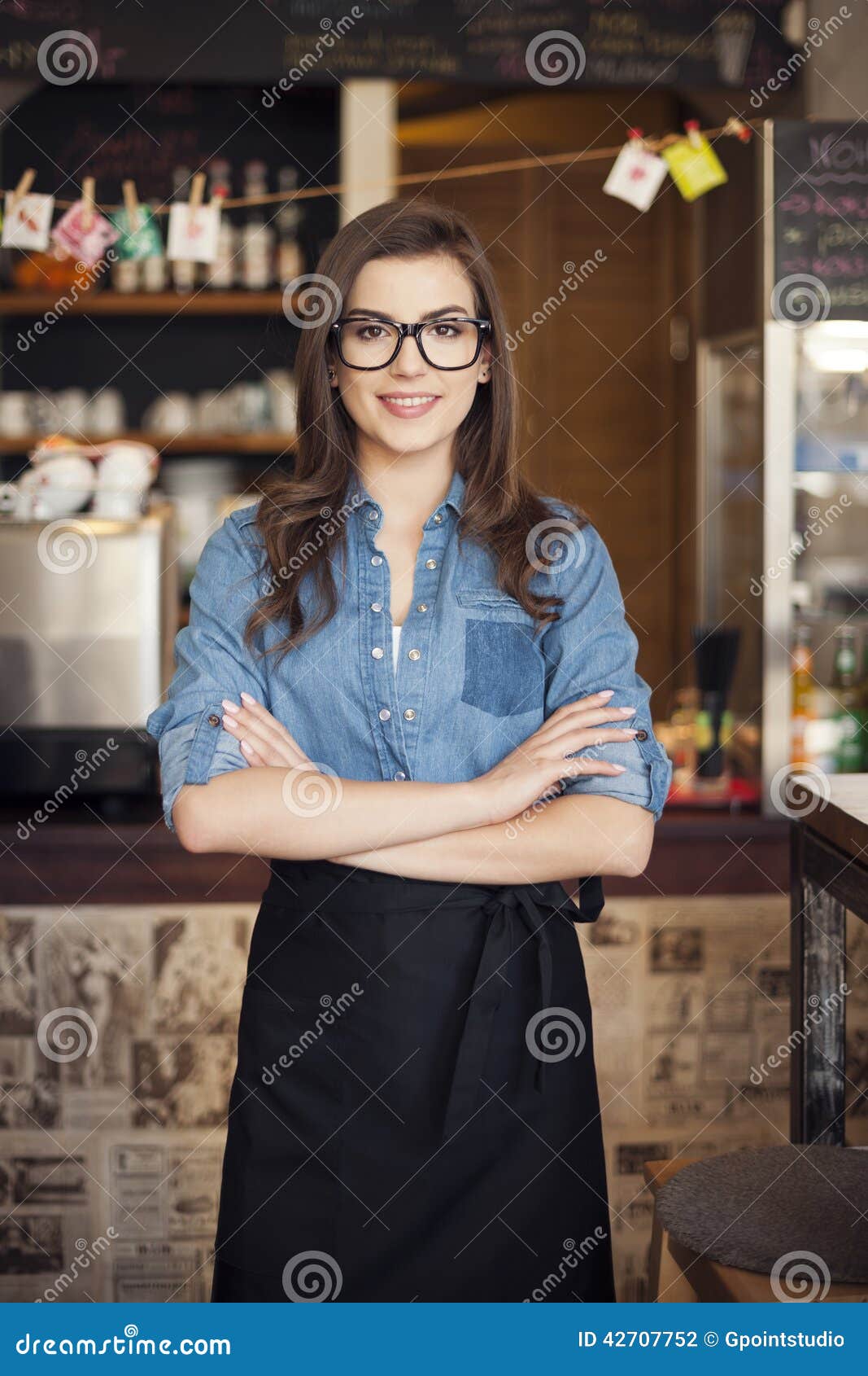 Smiling waitress stock photo. Image of indoors, business - 42707752