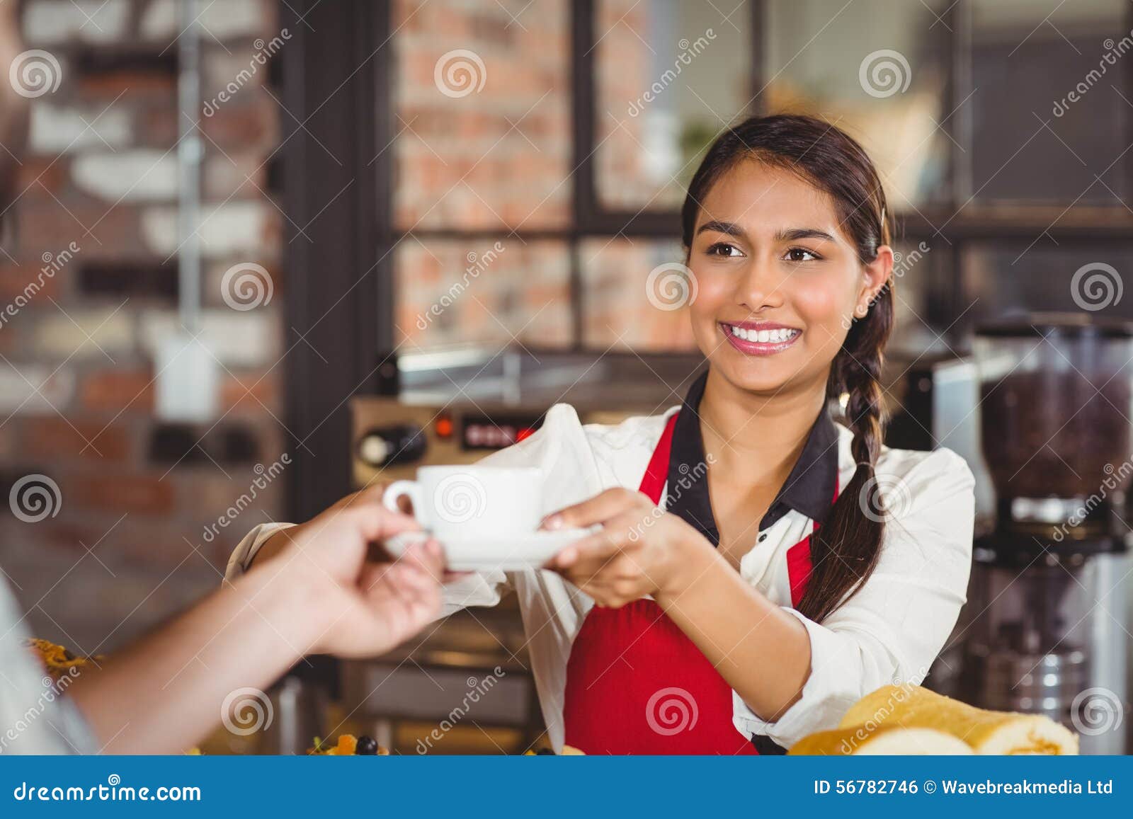 Smiling Waitress Serving a Client Stock Photo - Image of adult, indian ...