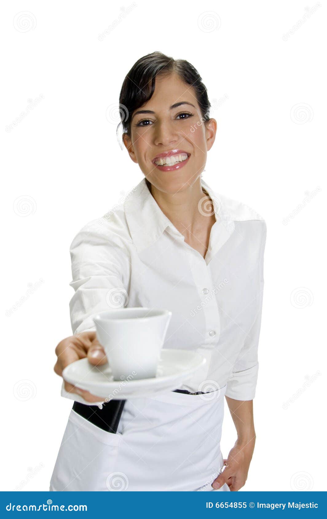 Smiling Waitress Serving Coffee Stock Image - Image of occupation ...