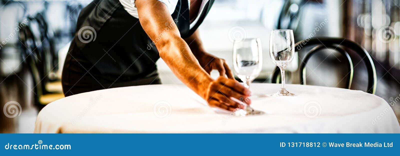 Smiling Waitress Setting the Table Stock Photo - Image of 3034, table ...