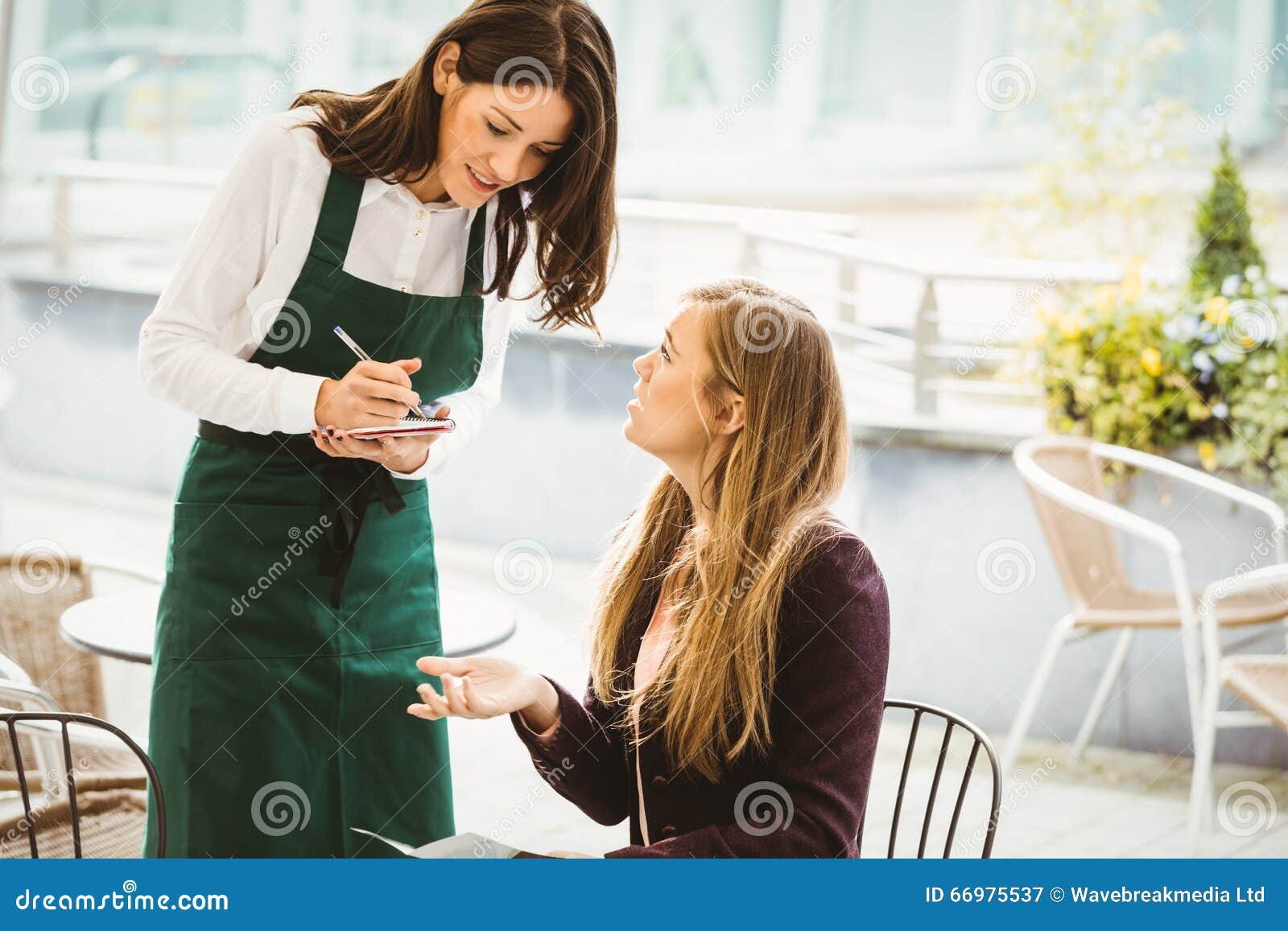 Smiling Waitress Taking an Order Stock Image - Image of interacting ...