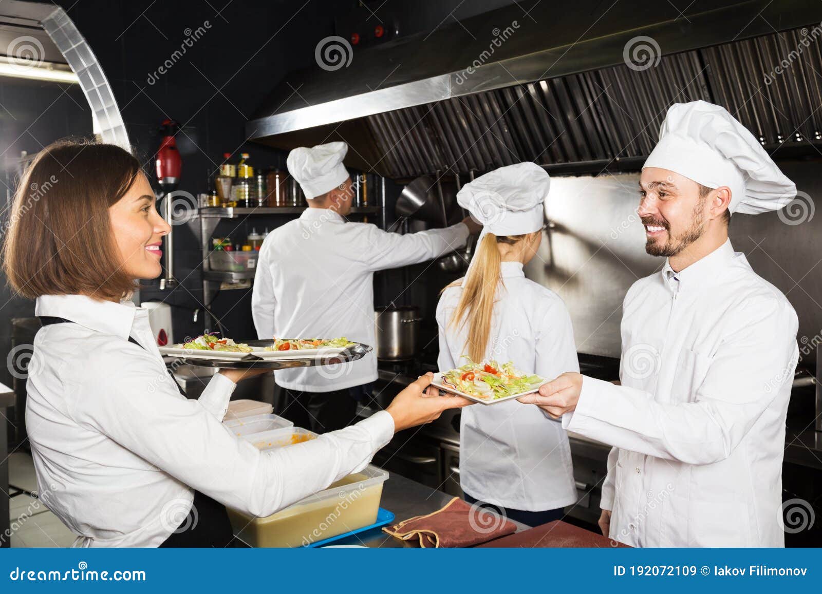 Waitress in Restaurant Kitchen Stock Image - Image of adult, indoors ...