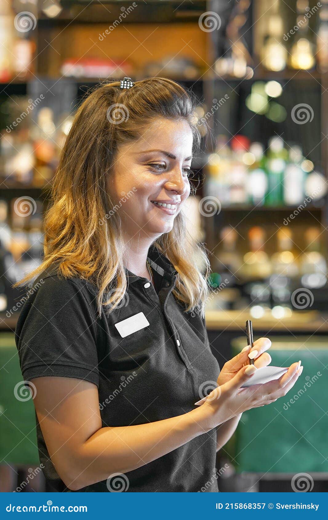 Smiling Waitress Taking an Order in a Restaurant Stock Image - Image of ...