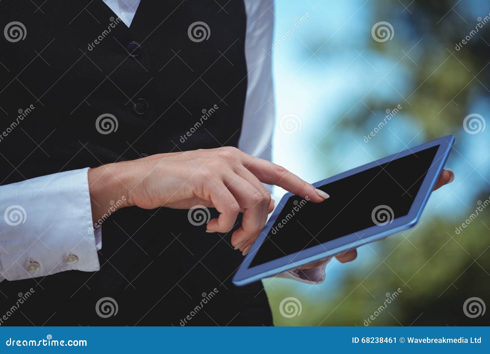 Smiling Waitress Taking an Order with a Tablet Stock Image - Image of ...