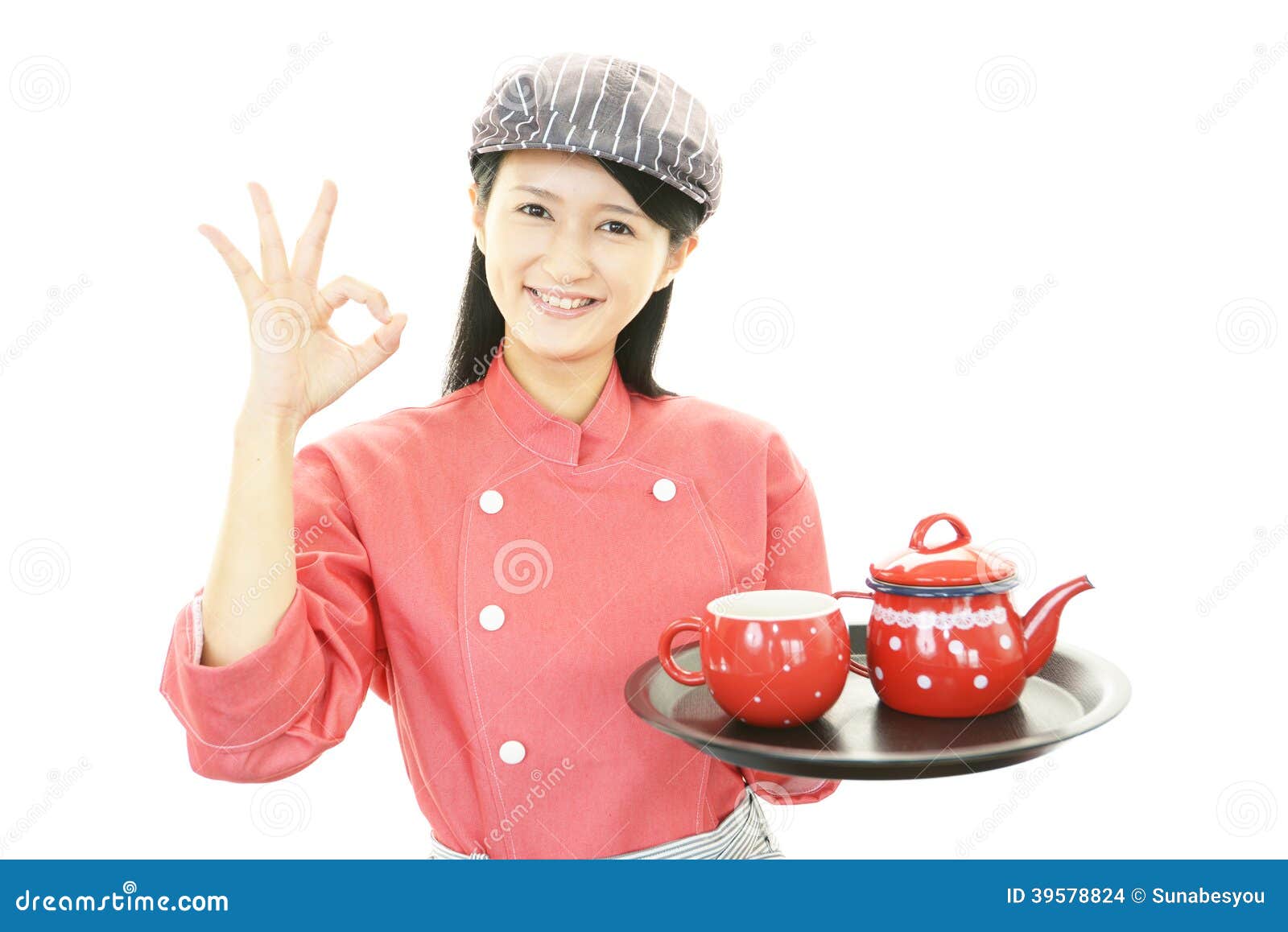 Smiling waitress stock photo. Image of beautiful, human - 39578824